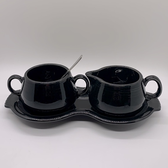 Kitchen | Vintage Fiestaware Black Sugar Creamer And Tray Set | Poshmark